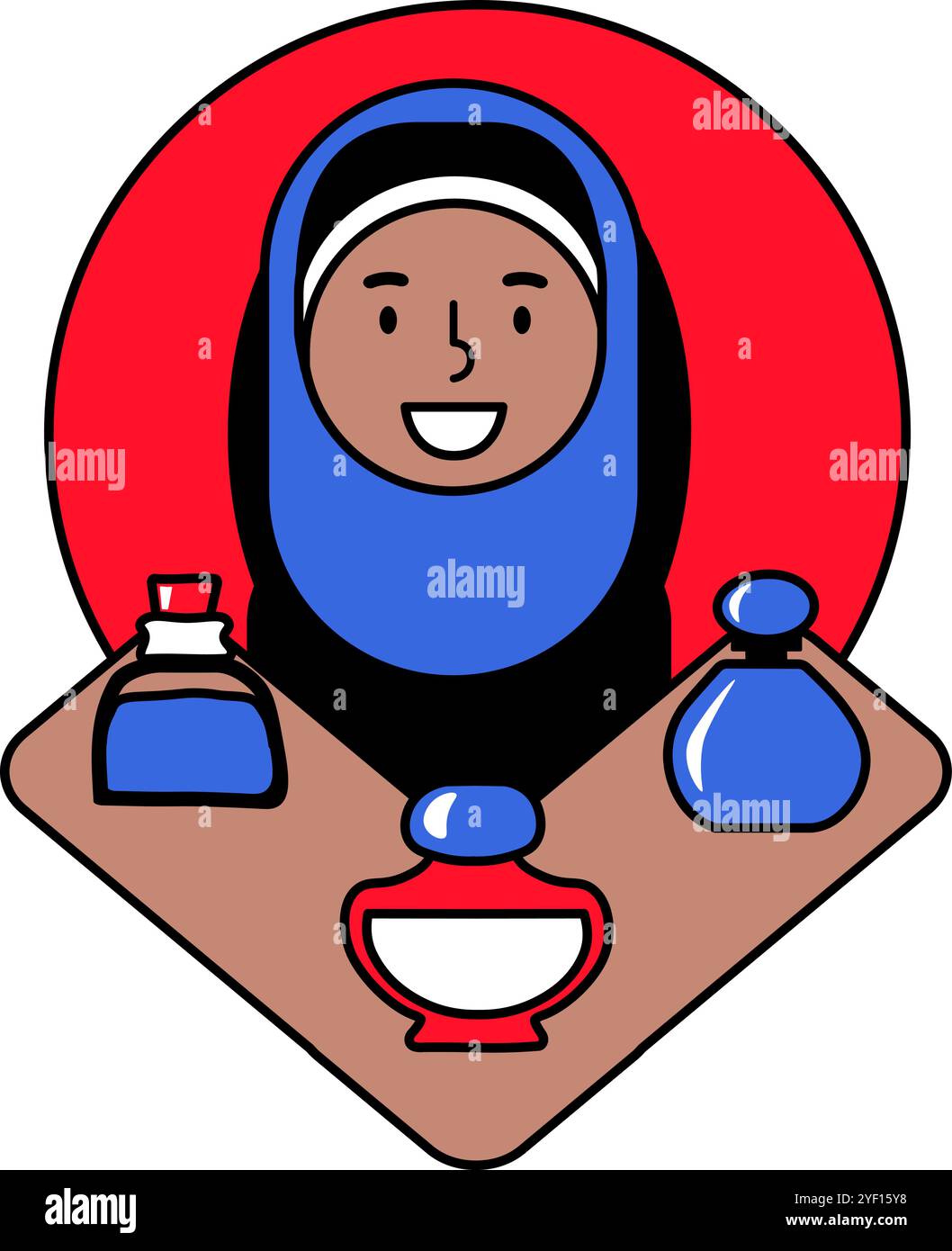 Muslim woman shopping a French perfume vector cartoon illustration. Perfect fragrance from the ...