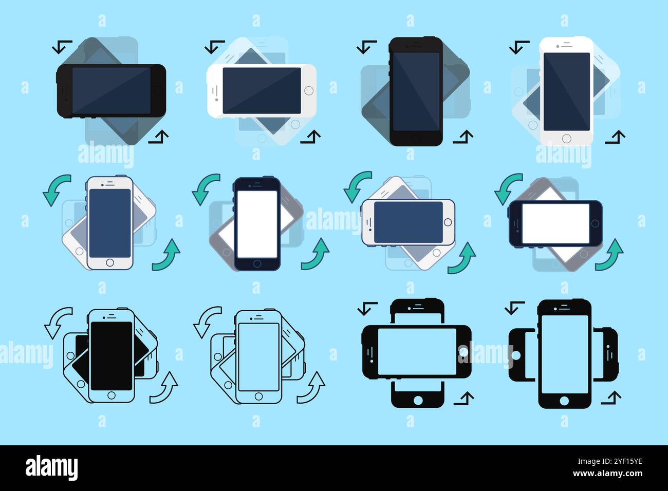 Rotate Your Phone vector Illustration in a flat, solid, and outline ...