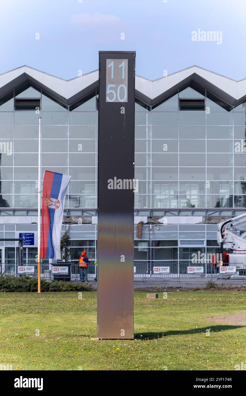 Novi Sad, Serbia. 02nd Nov, 2024. Emergency teams inspects the area ...