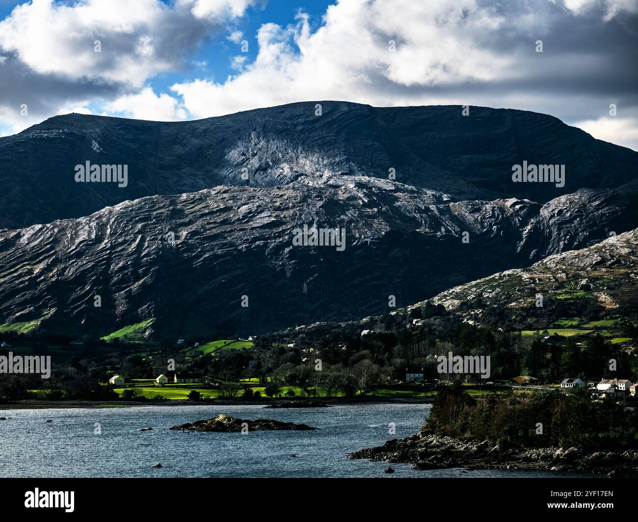 Blue sky and mountains with natural scenery and countryside sunshine hi ...
