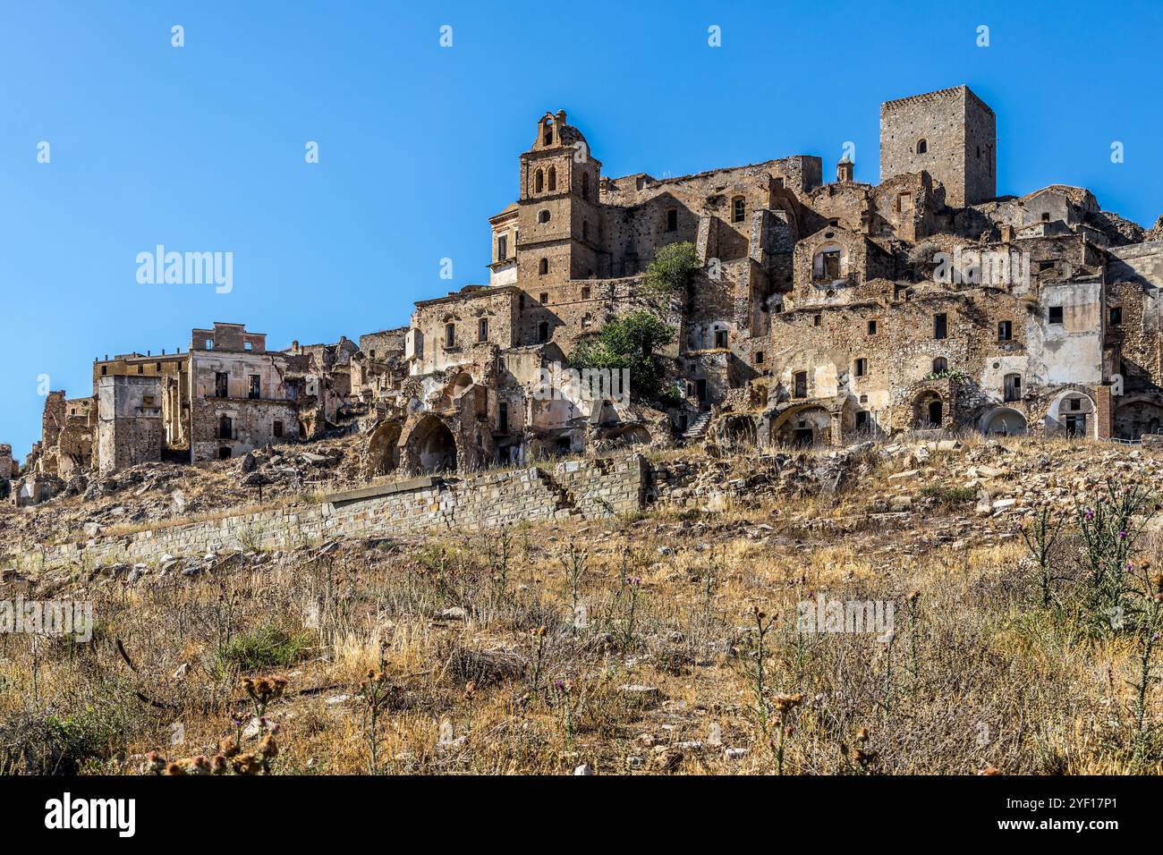 Abandoned ruins of the ghost town of Craco. A city abandoned due to an ...