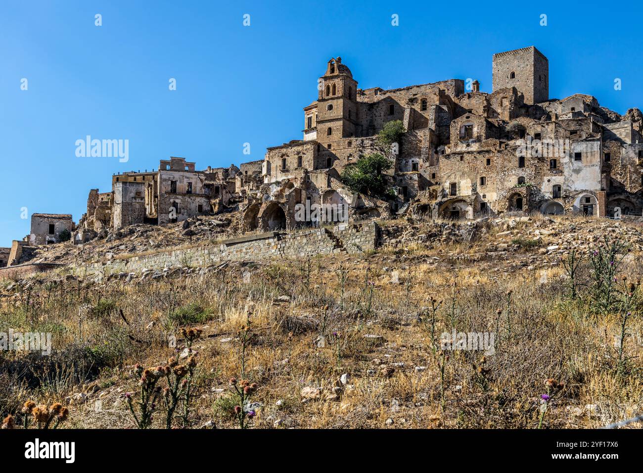 Abandoned ruins of the ghost town of Craco. A city abandoned due to an ...