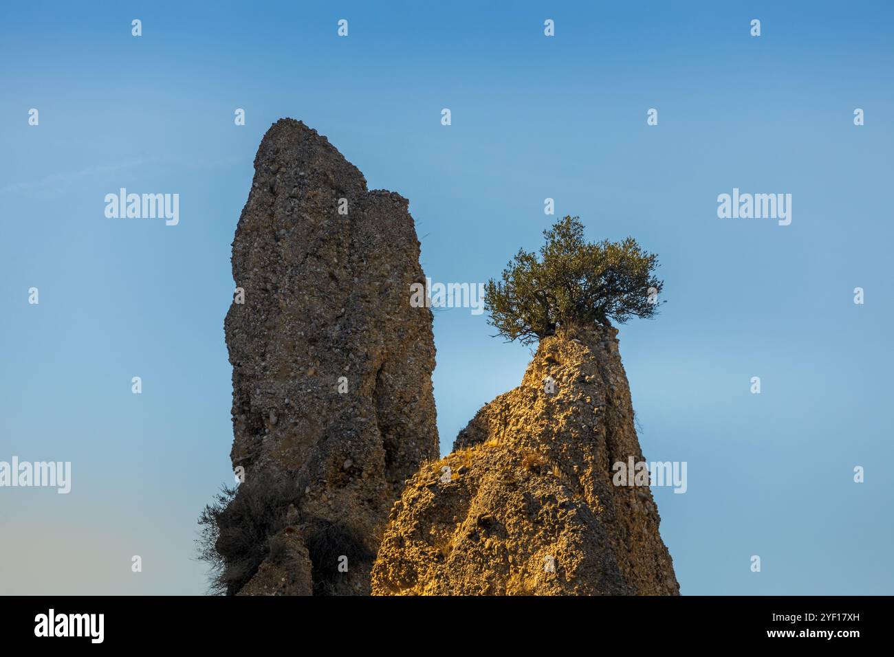 A picturesque view of the abandoned, old mountain town of Craco, built ...