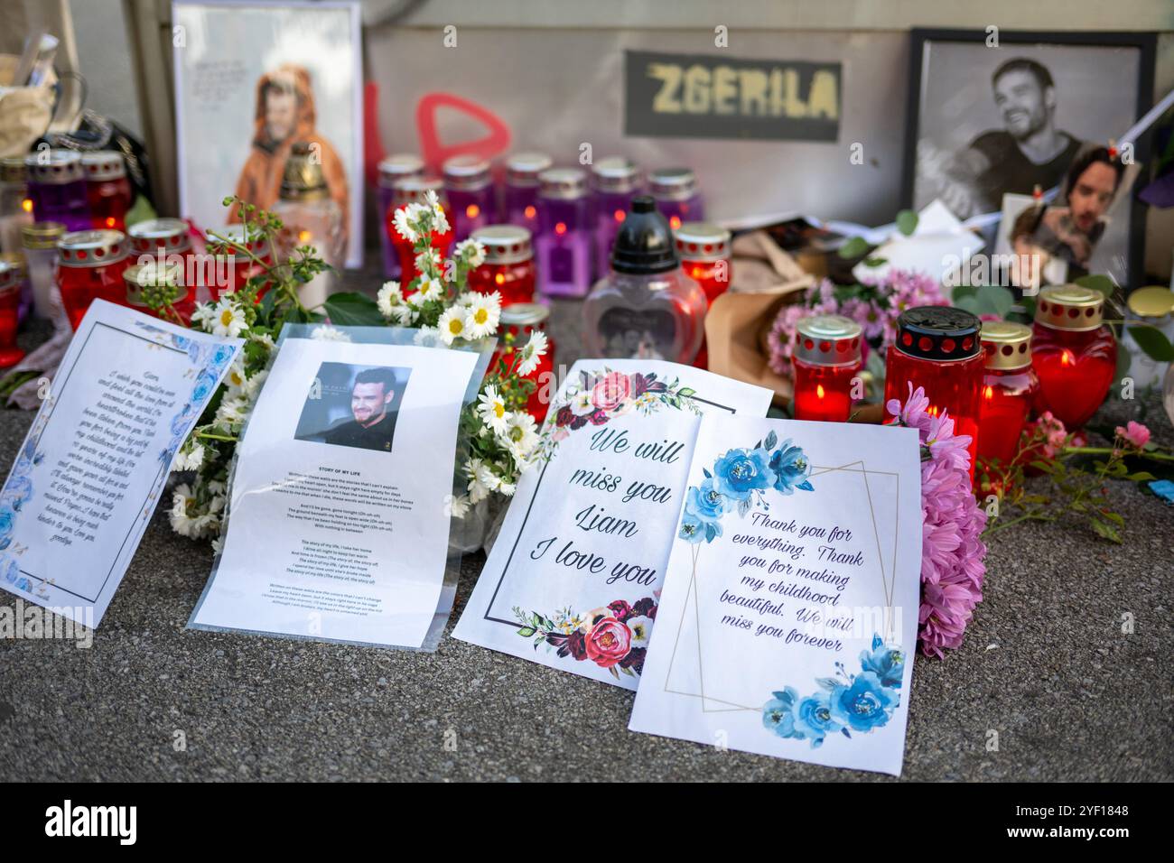 Zagreb, Croatia. 02nd Nov, 2024. Tributes placed to Liam Payne, a ...