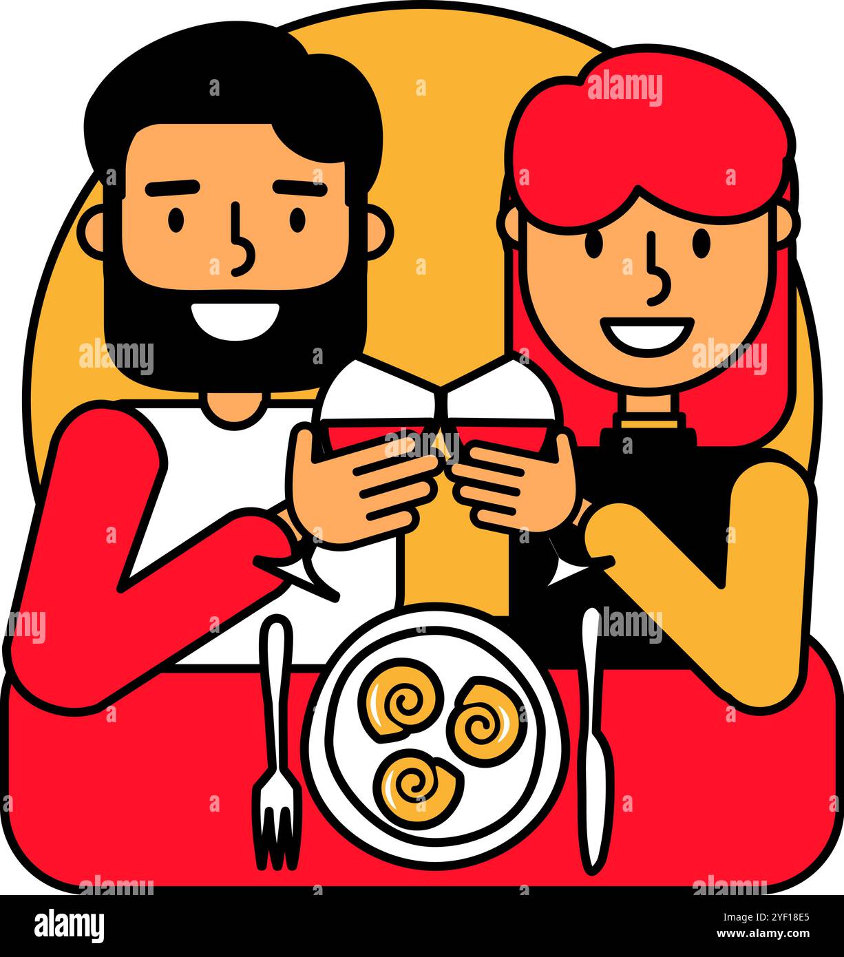 Anniversary celebration couple meeting Stock Vector Images - Alamy