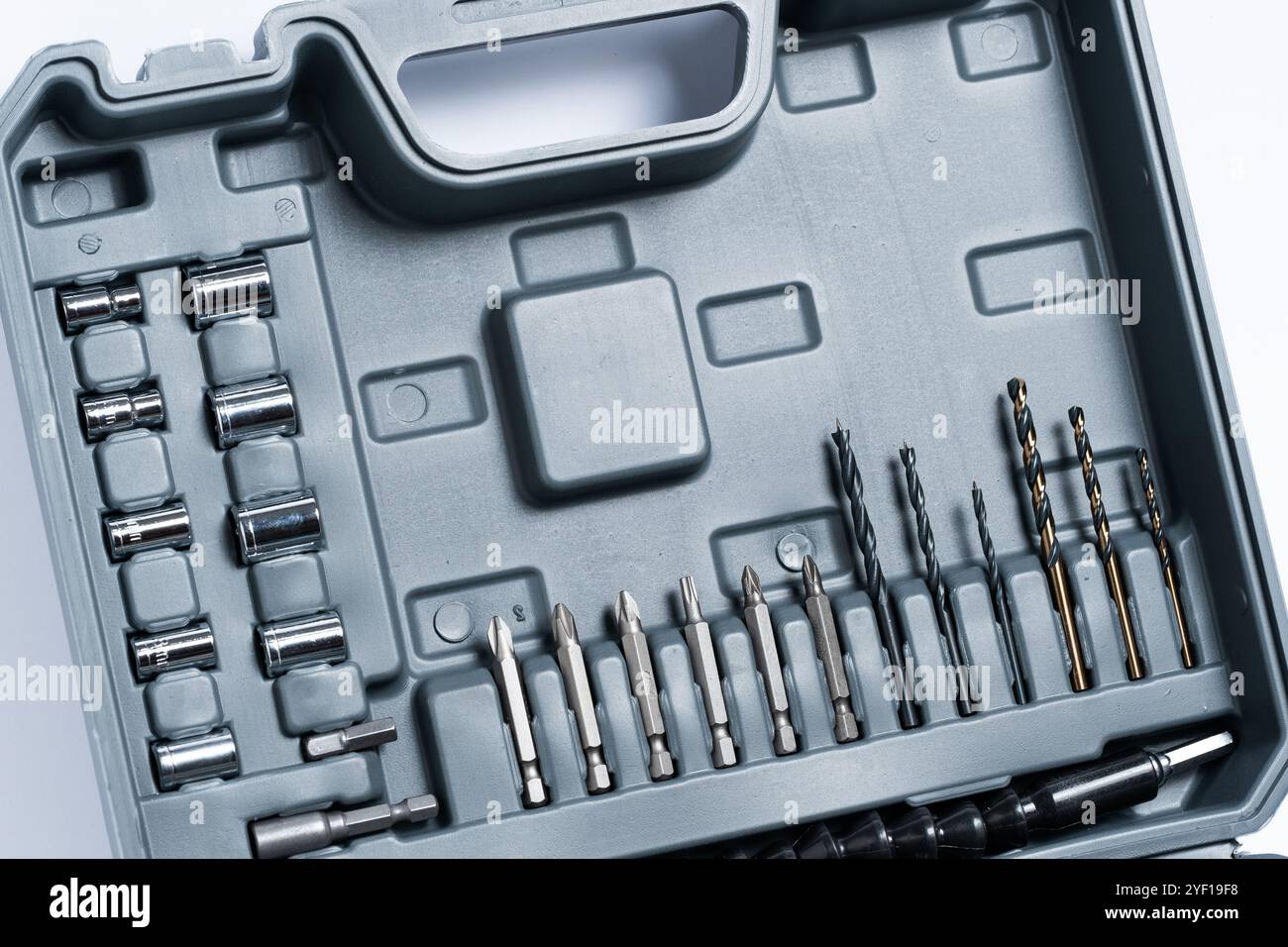 Set of nozzles for nuts and screws with drills for wood and metal Stock ...