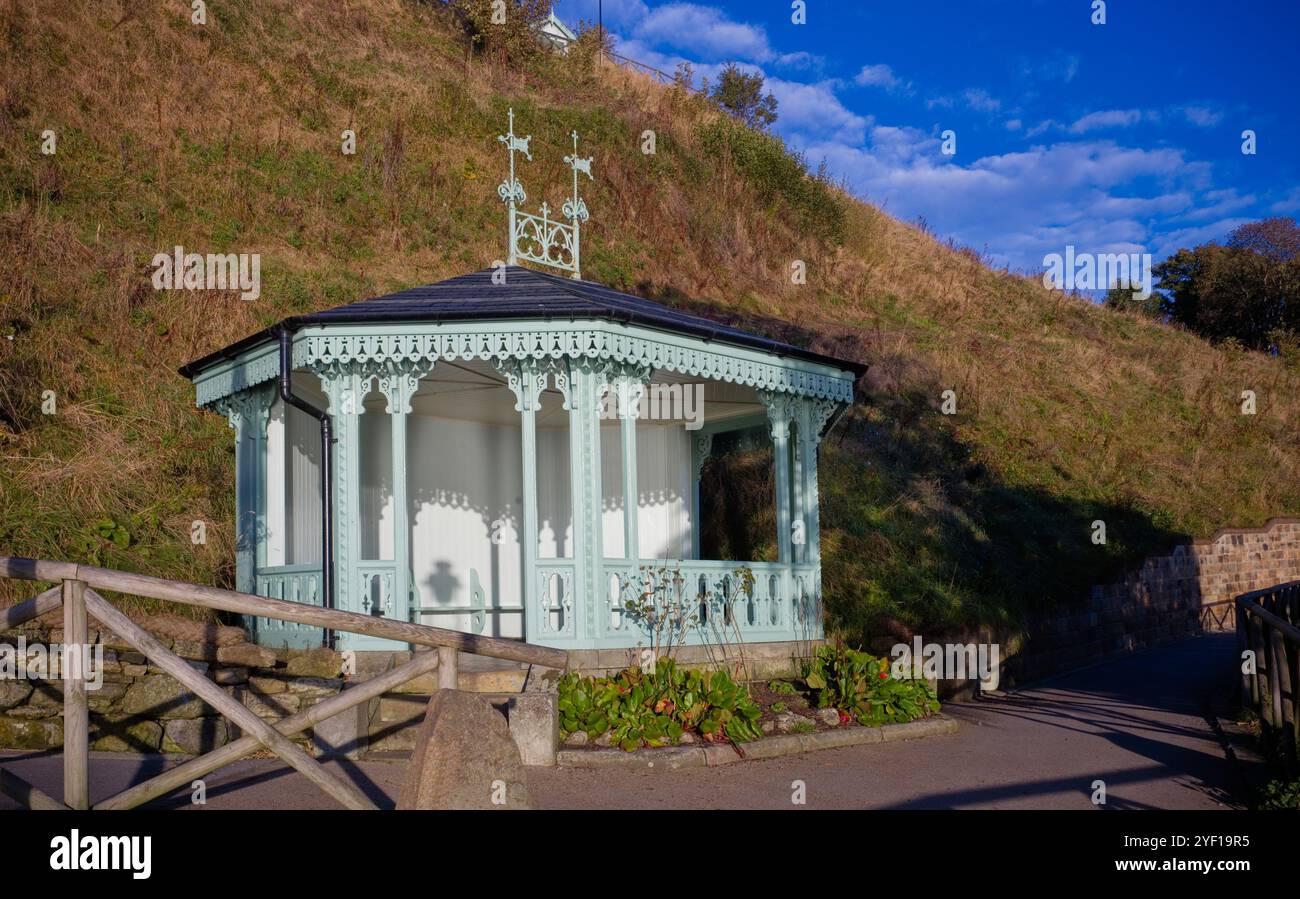 The ornate wooden seaside shelter number three above the Spa Italian ... The ornate wooden seaside shelter number three above the Spa Italian ...