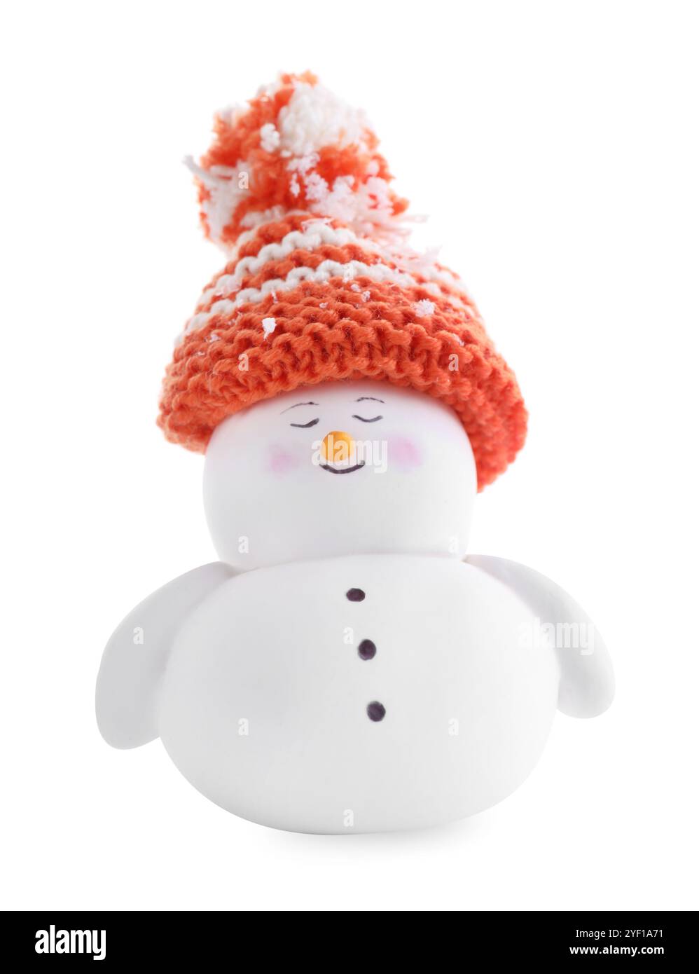 Cute decorative snowman in hat isolated on white Stock Photo - Alamy