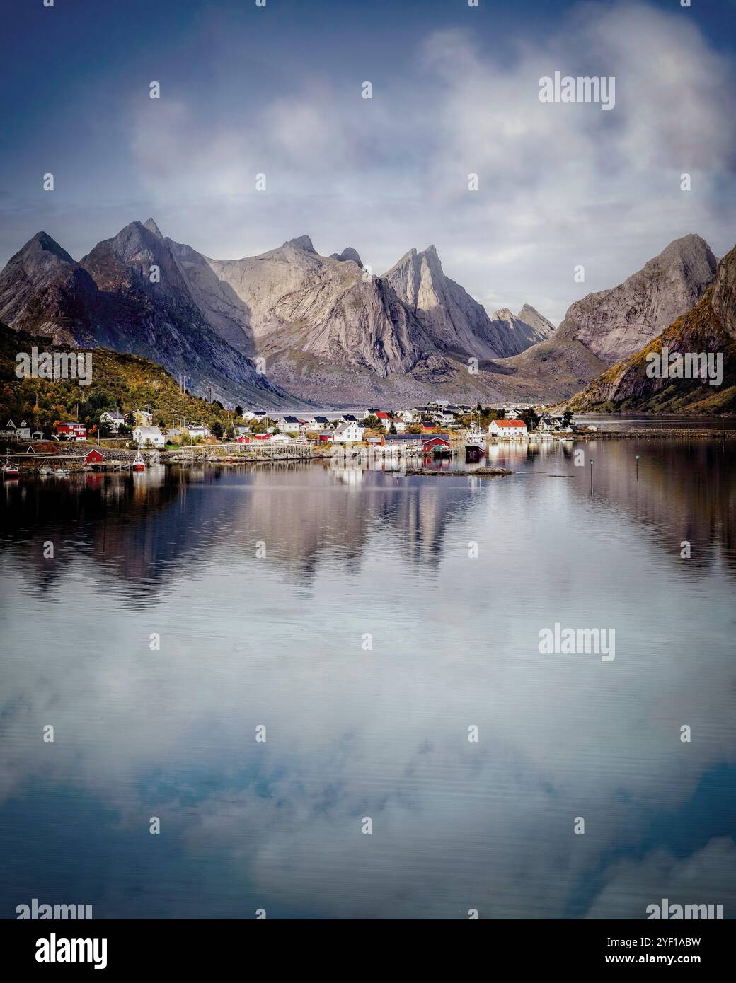 The picturesque village of Reine, nestled on the rugged coast of ...