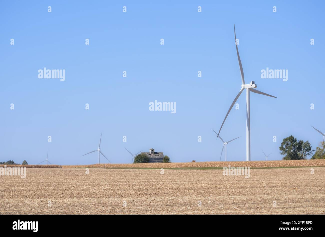 Wind farm in a Farm field Stock Photo - Alamy