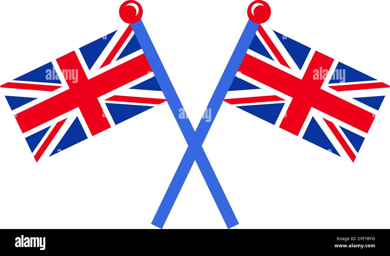 A vibrant vector illustration of crossed holiday flags in a cartoon ...