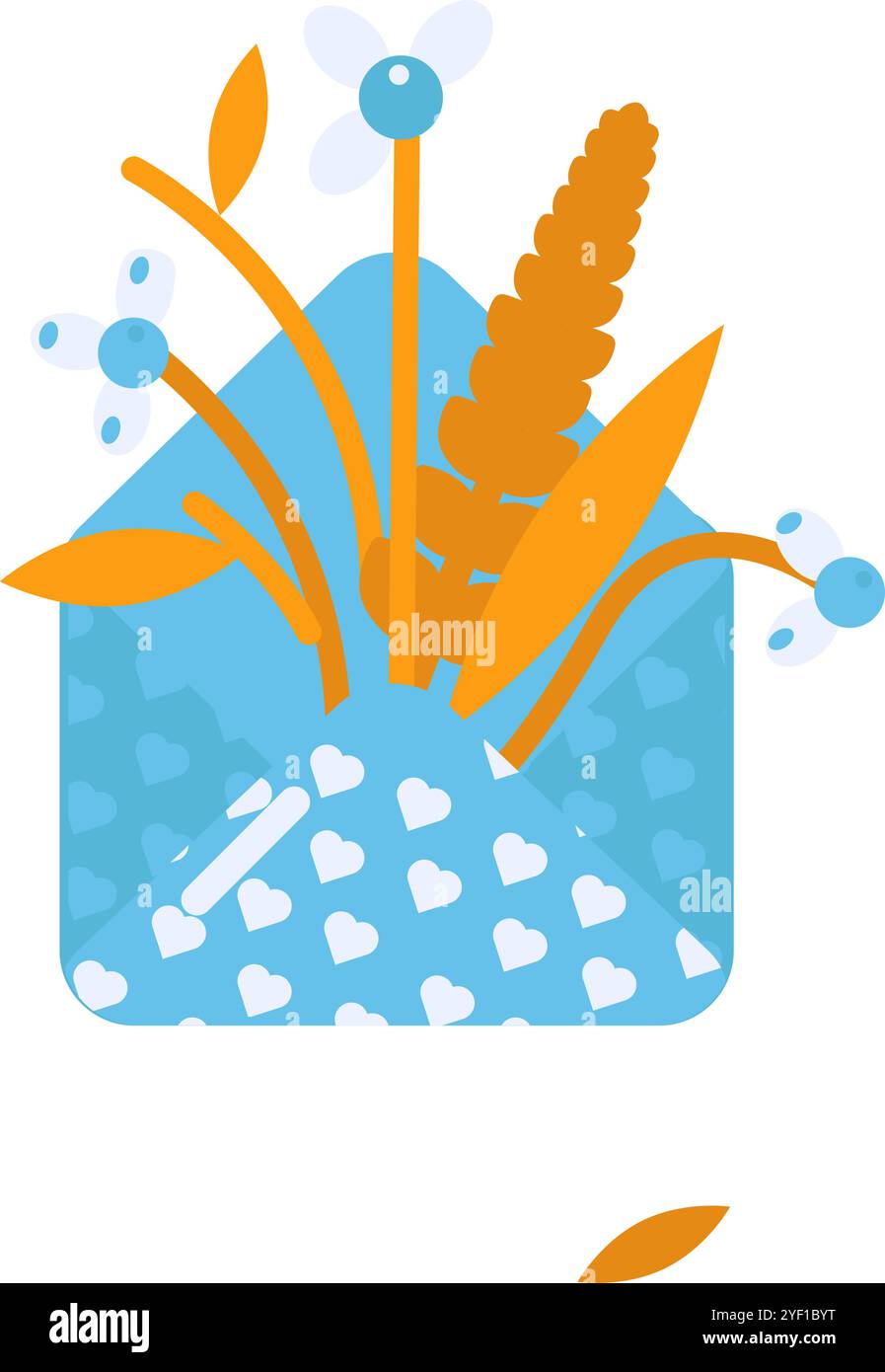 Vector graphic illustration of withered autumnal flowers in an envelope ...