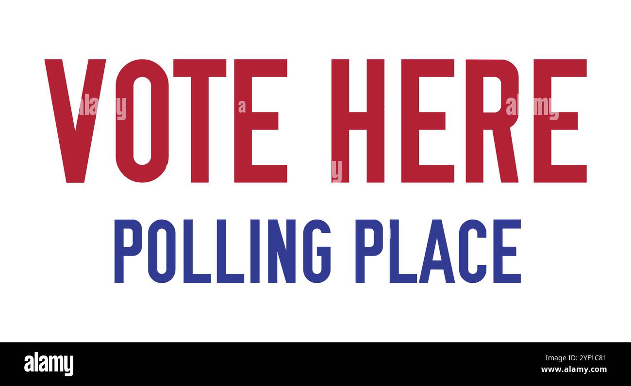 Vote here, polling place sticker. American elections. Flat vector ...