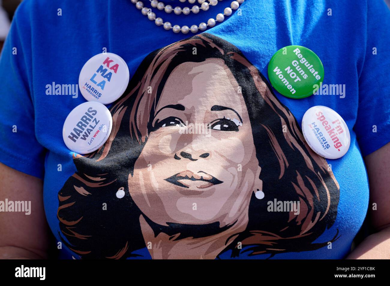A supporter waits for Democratic presidential nominee Vice President ...