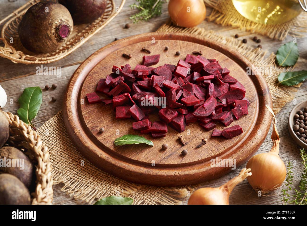 Sliced beetroot with onions and spices - preparation of fermented beet ...