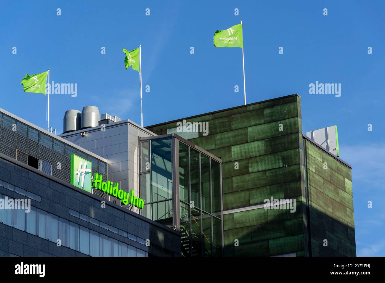 Holiday inn chain hotel logo on building on July 7, 2024 in Helsinki ...