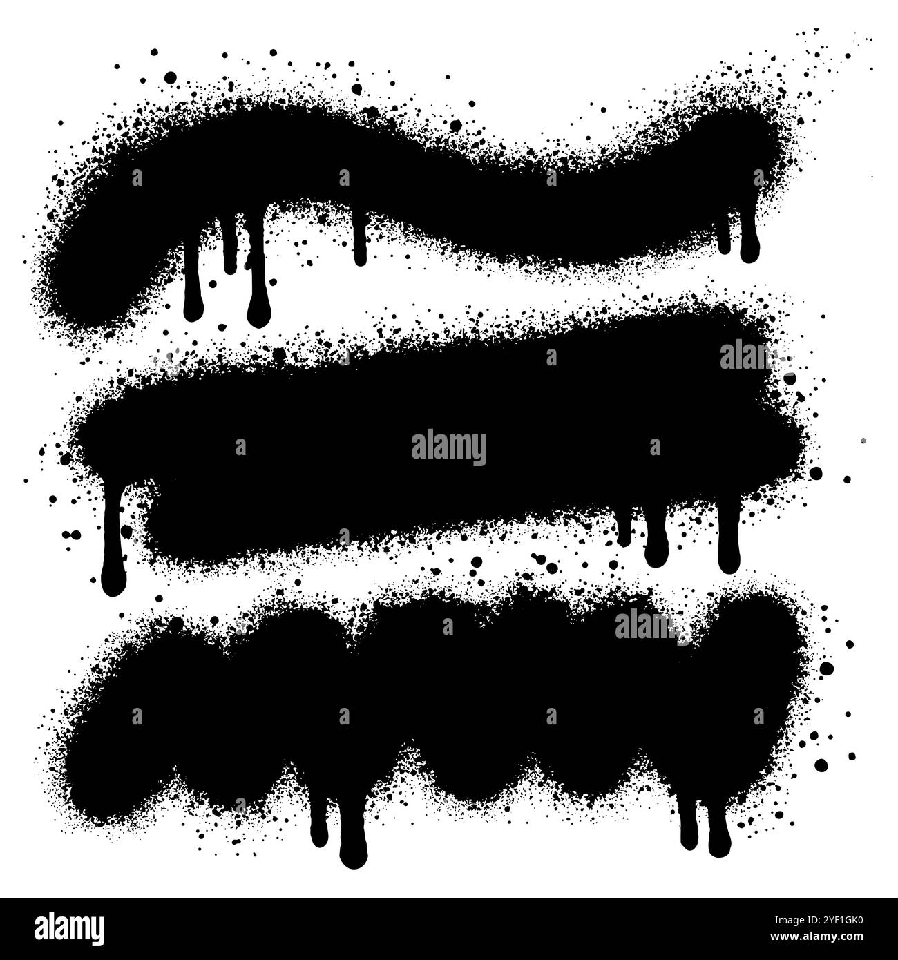 Spray paint shapes. Sprayed grunge dripping dots and borders, abstract ...