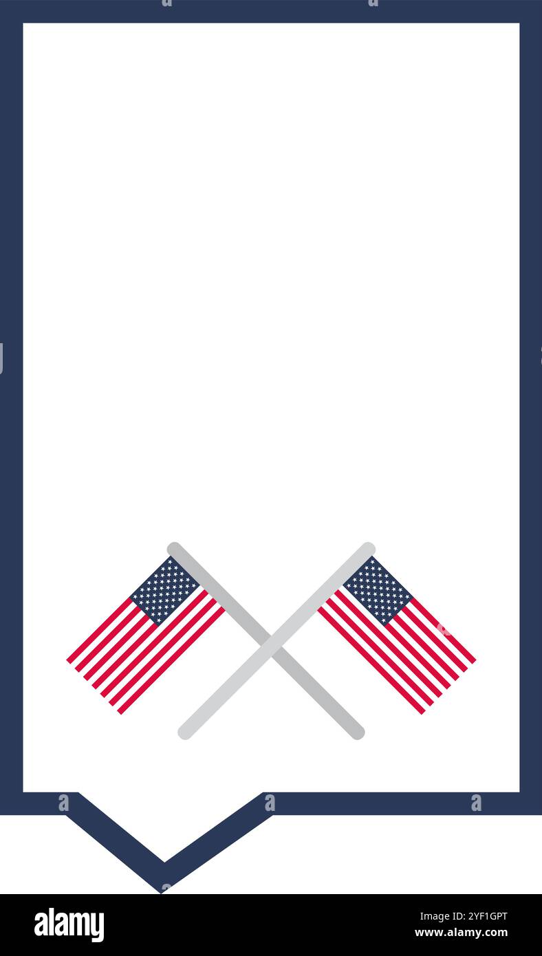 Vector illustration of the USA flags in rectangle speech bubble ...