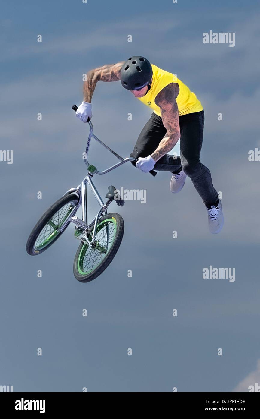 Logan Martin (AUS) competes in the Cycling BMX Freestyle Men's Park ...