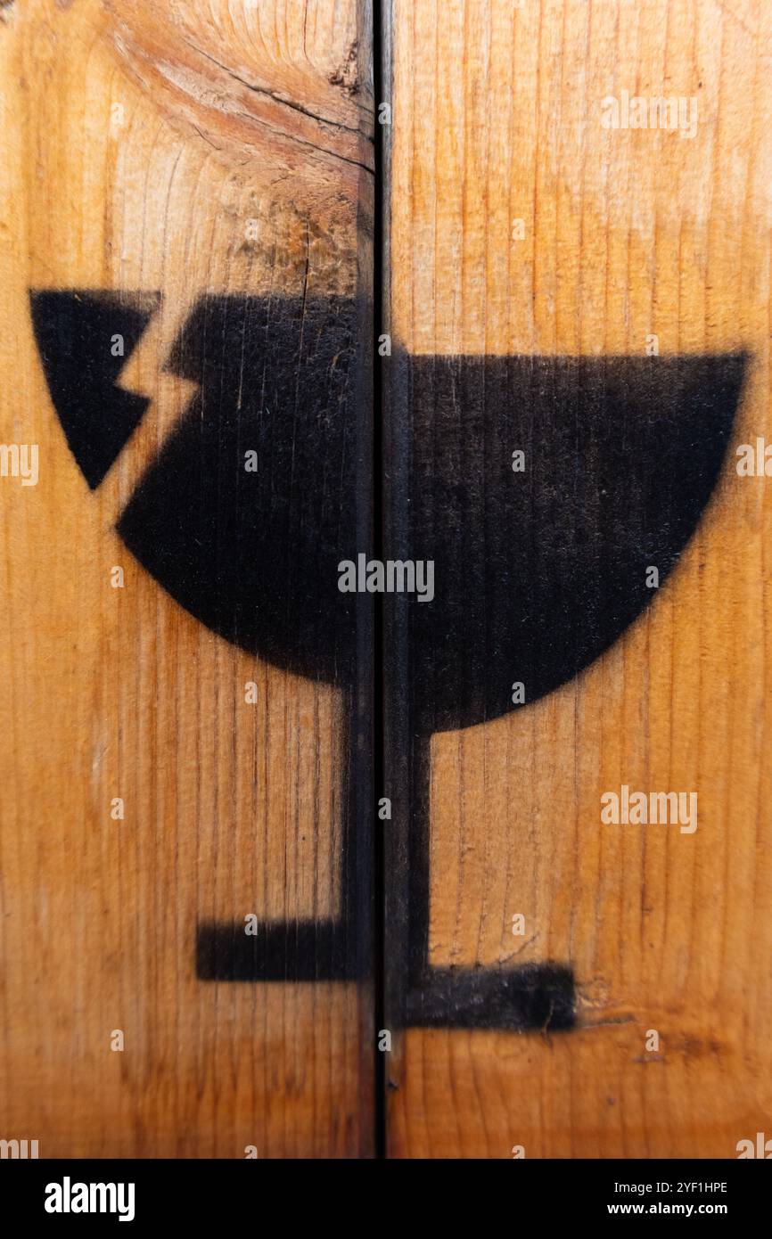 Black fragile sign on a wood box Stock Photo - Alamy