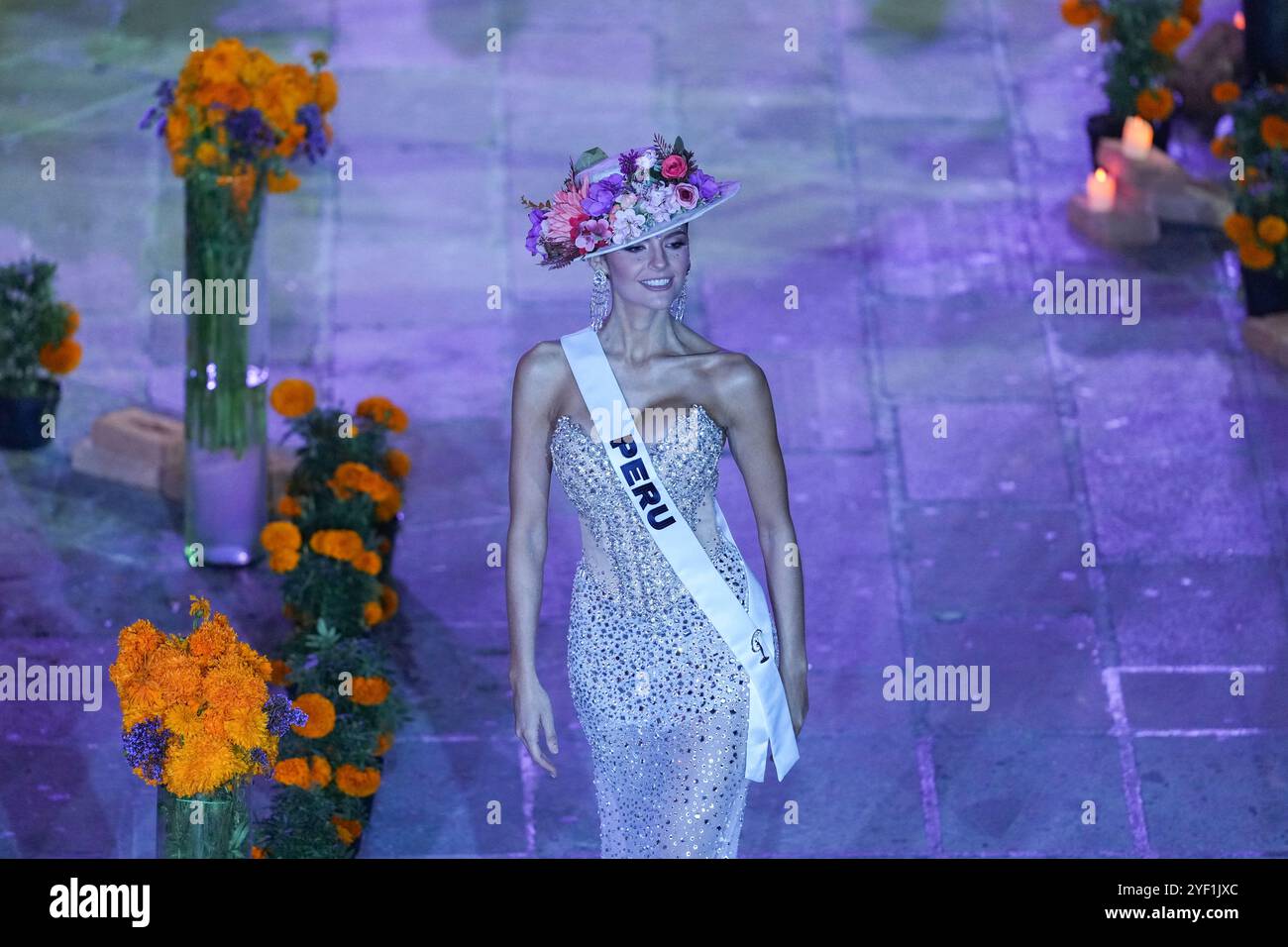 Miss Peru Tatiana Calmell participates in a Catrina parade marking the ...