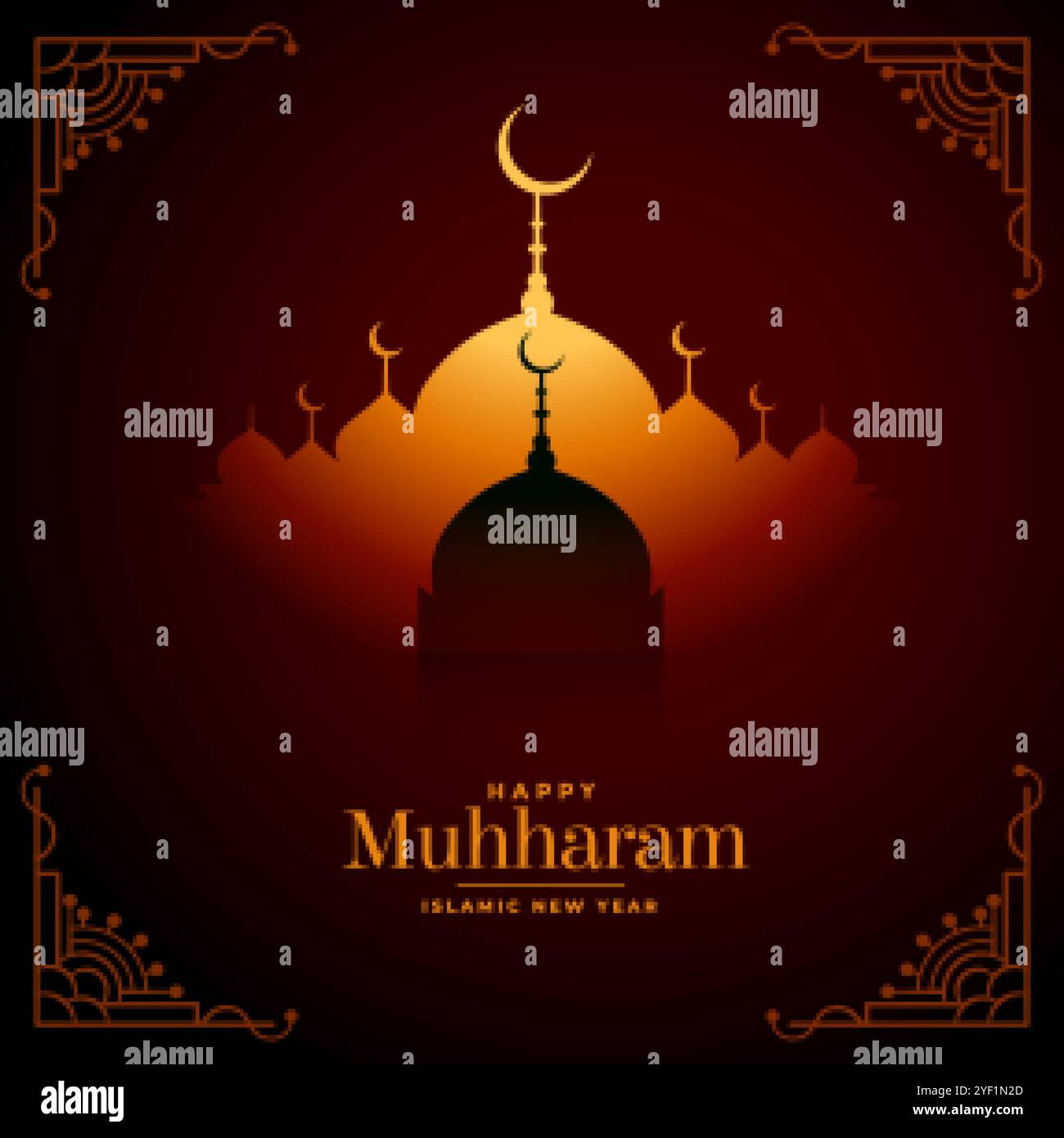 happy muharram wishes festival card with mosque design Stock Vector ...