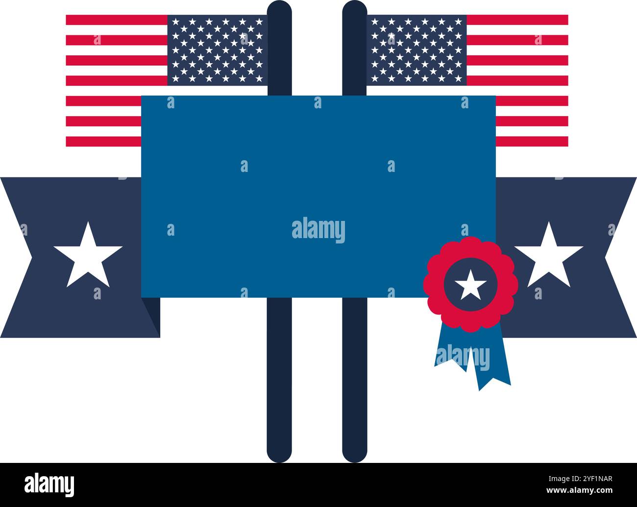 Vector illustration of the USA flags and decorative ribbon with field ...