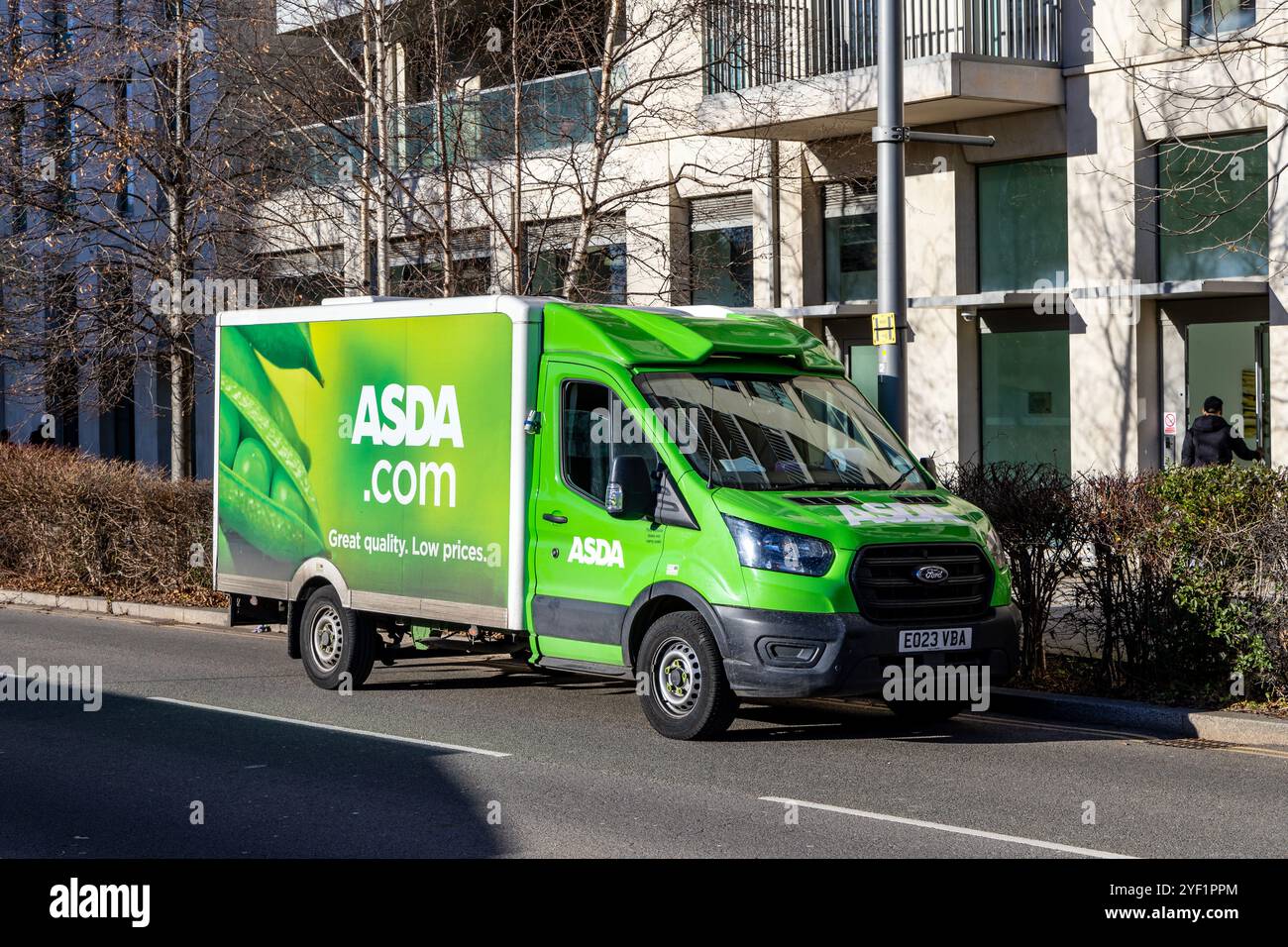 ASDA green food delivery van, Stratford, London, England Stock Photo ...