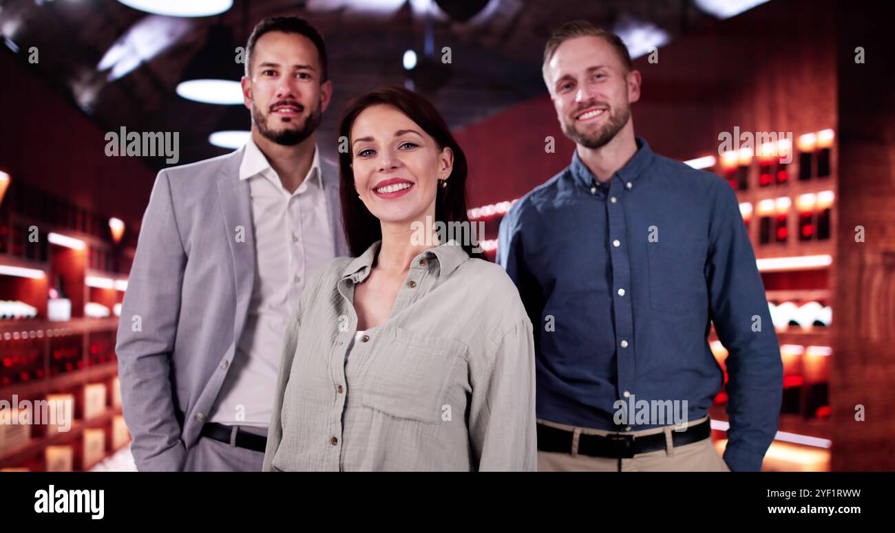 Staff Team Portrait At Wine Basement Storage Stock Photo - Alamy