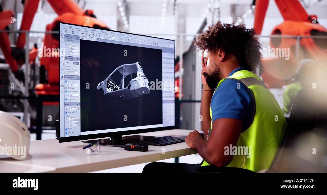 Unplanned Machine Downtime. Automotive Factory Stress. Frustrated Man ...