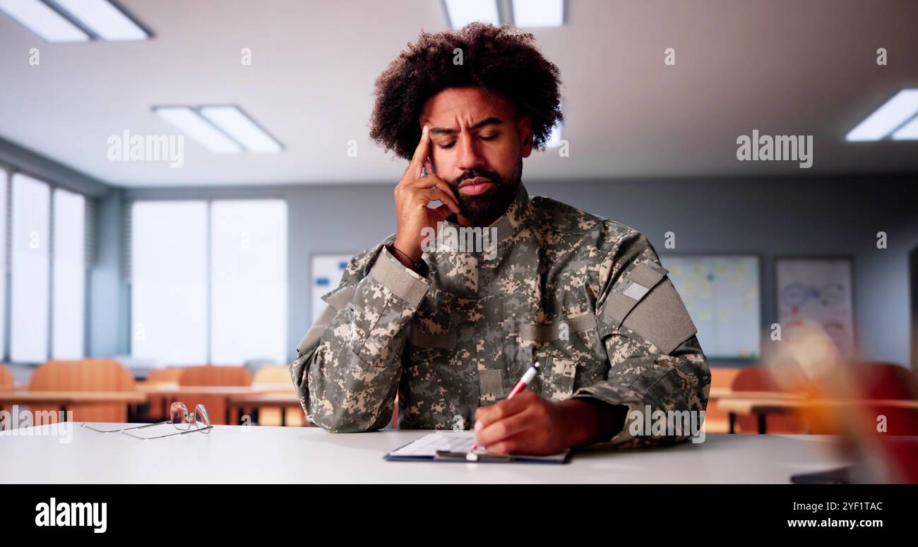 Military Student Education. Army Soldier Veteran In College Stock Photo ...