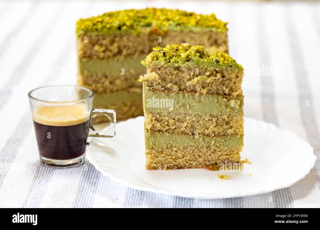 Pistachio fresh delicious cheesecake hi-res stock photography and ...