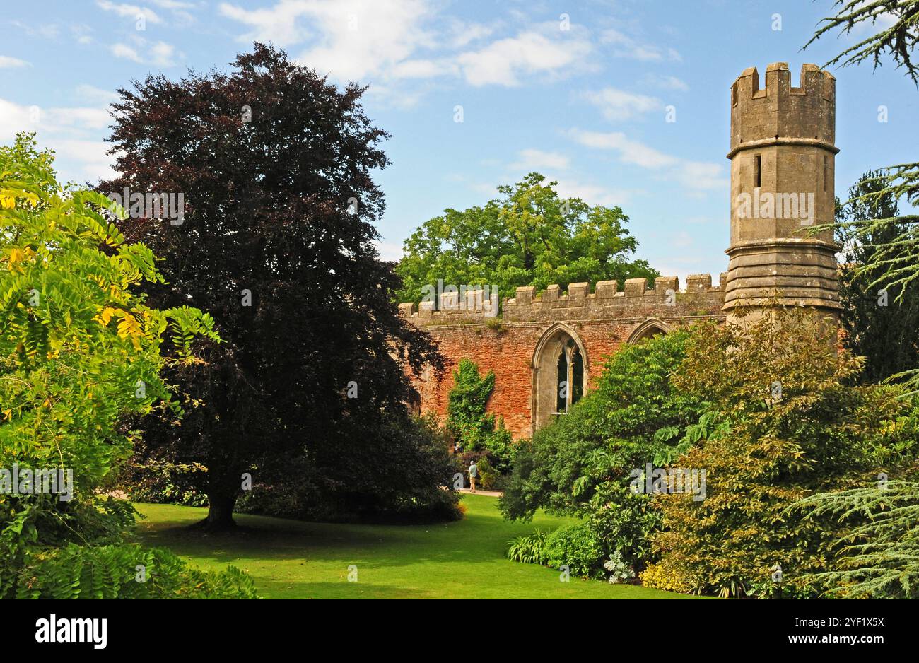 Part of the Bisop's Palace Garden, a tower and walls. Wells Stock Photo ...