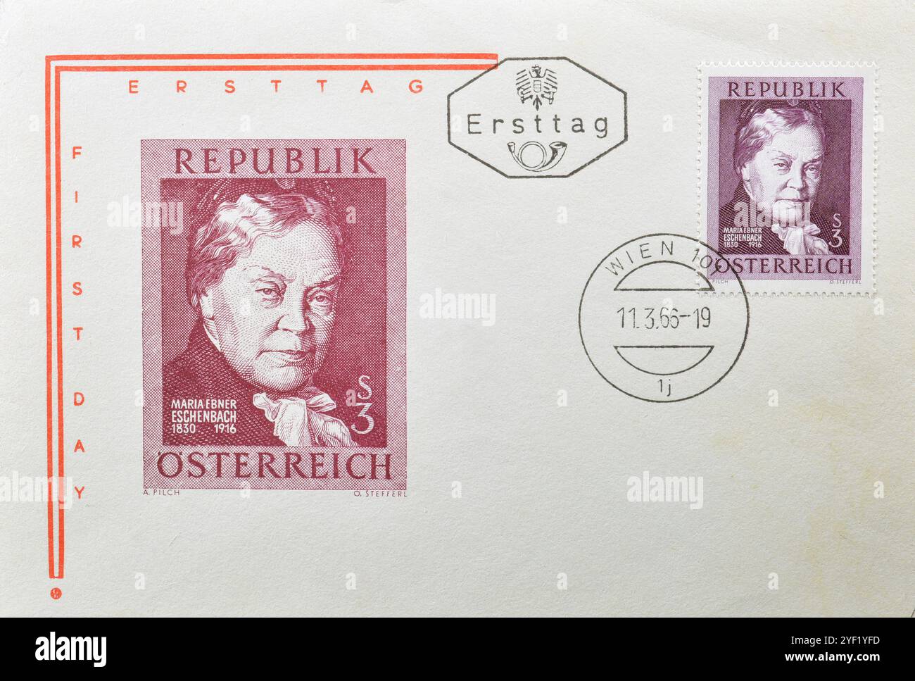 First Day Cover Letter printed by Austria, with cancelled postage stamp ...