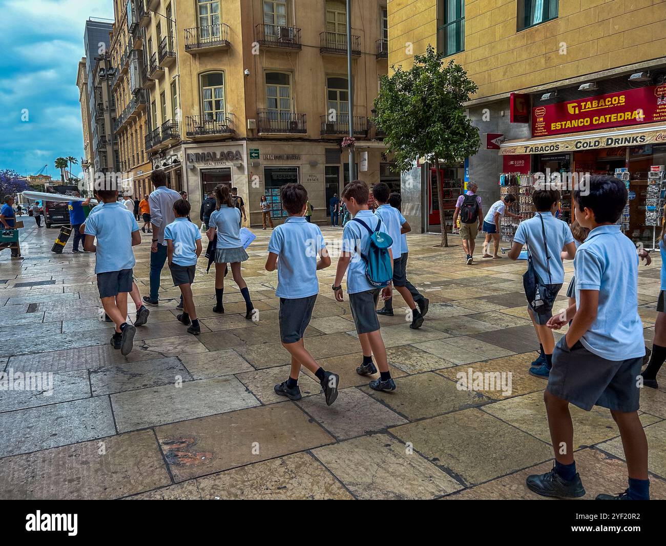 Malaga, Spain, Crowd of Young People, Teenage Boys in School Uniforms ...