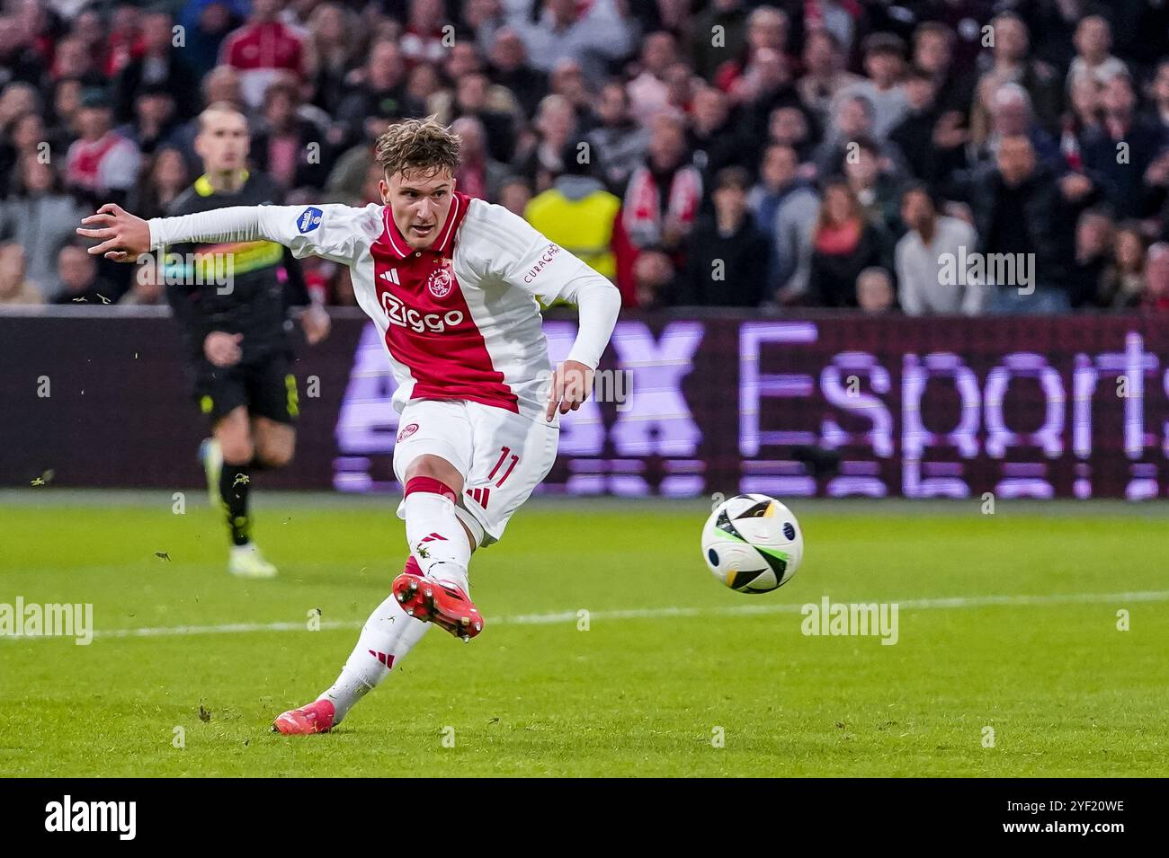 Amsterdam, Netherlands. 02nd Nov, 2024. AMSTERDAM, NETHERLANDS - NOVEMBER 2: Mika Godts of AFC ...