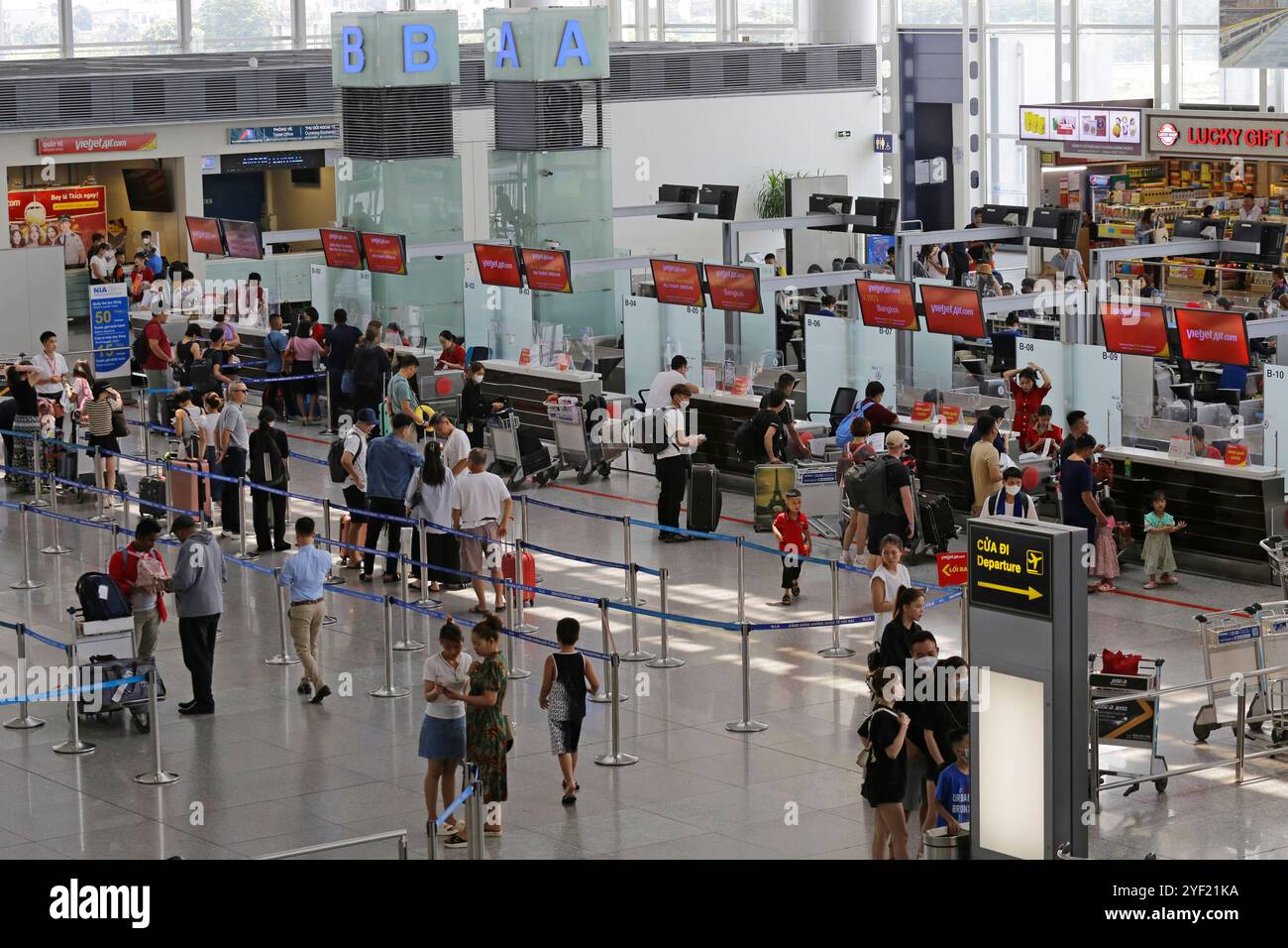 Hanoi, Vietnam - July 26, 2023: Aerial view of VietJet airlines check ...