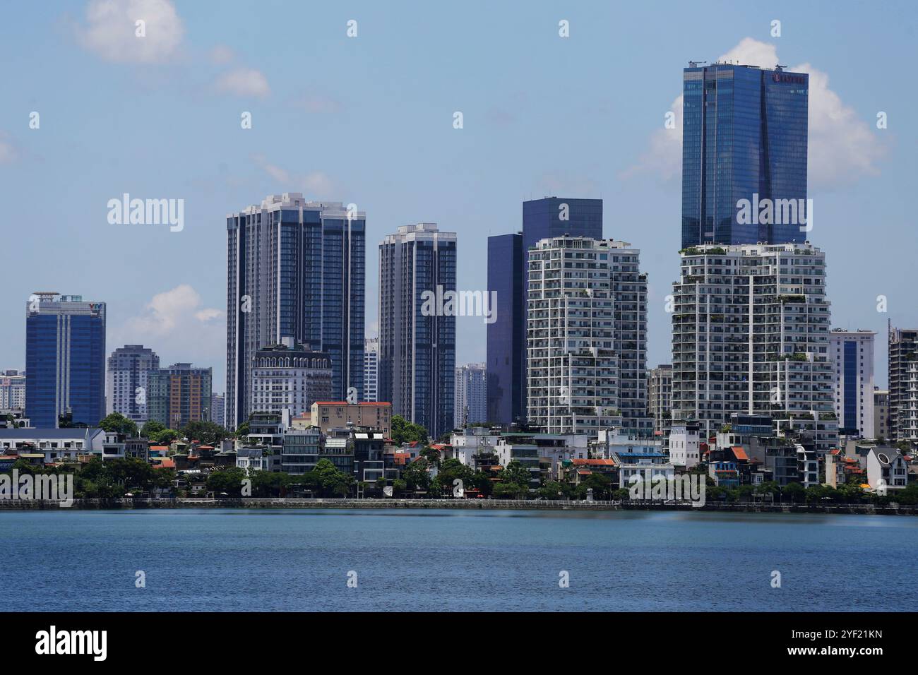 Hanoi, Vietnam - July 16, 2023: Panoramic view Hanoi skyline, Vietnam's capital. The West Lake ...