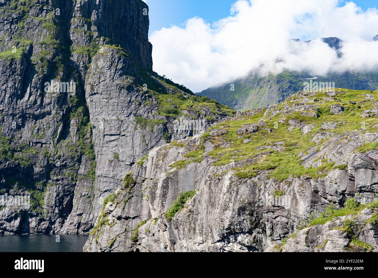 Cliffs in A, Norway small fishing village in Lofoten Islands Stock ...