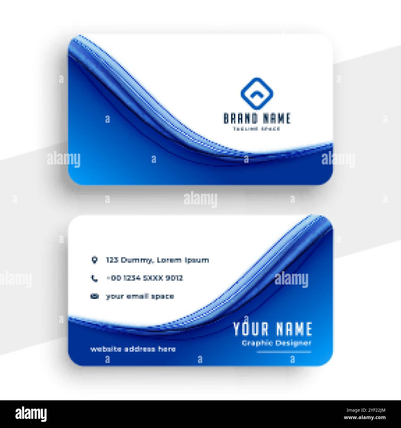 abstract blue wave business card template design Stock Vector Image & Art - Alamy