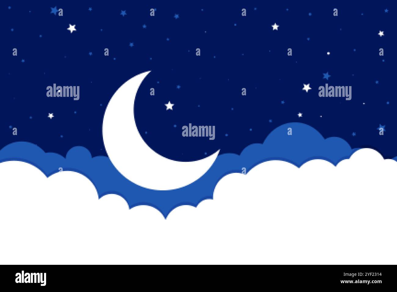 moon stars and clouds background in flat style Stock Vector Image & Art ...
