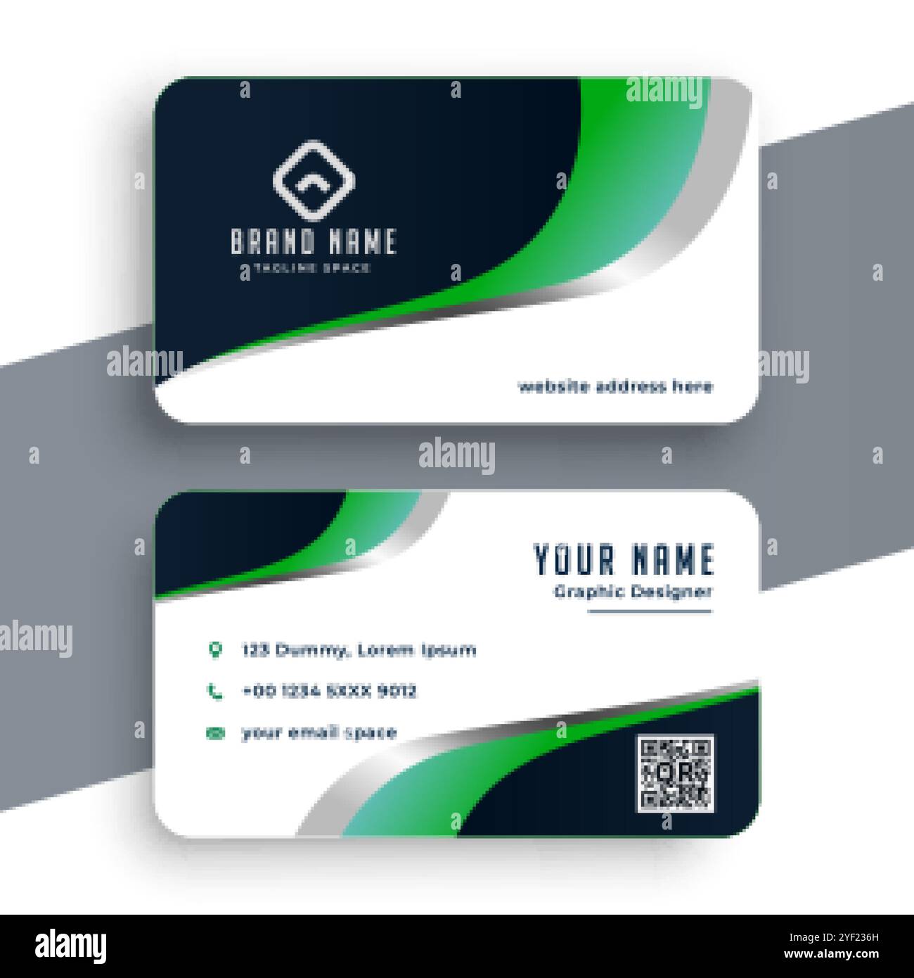 green wavy business card template design Stock Vector Image & Art - Alamy