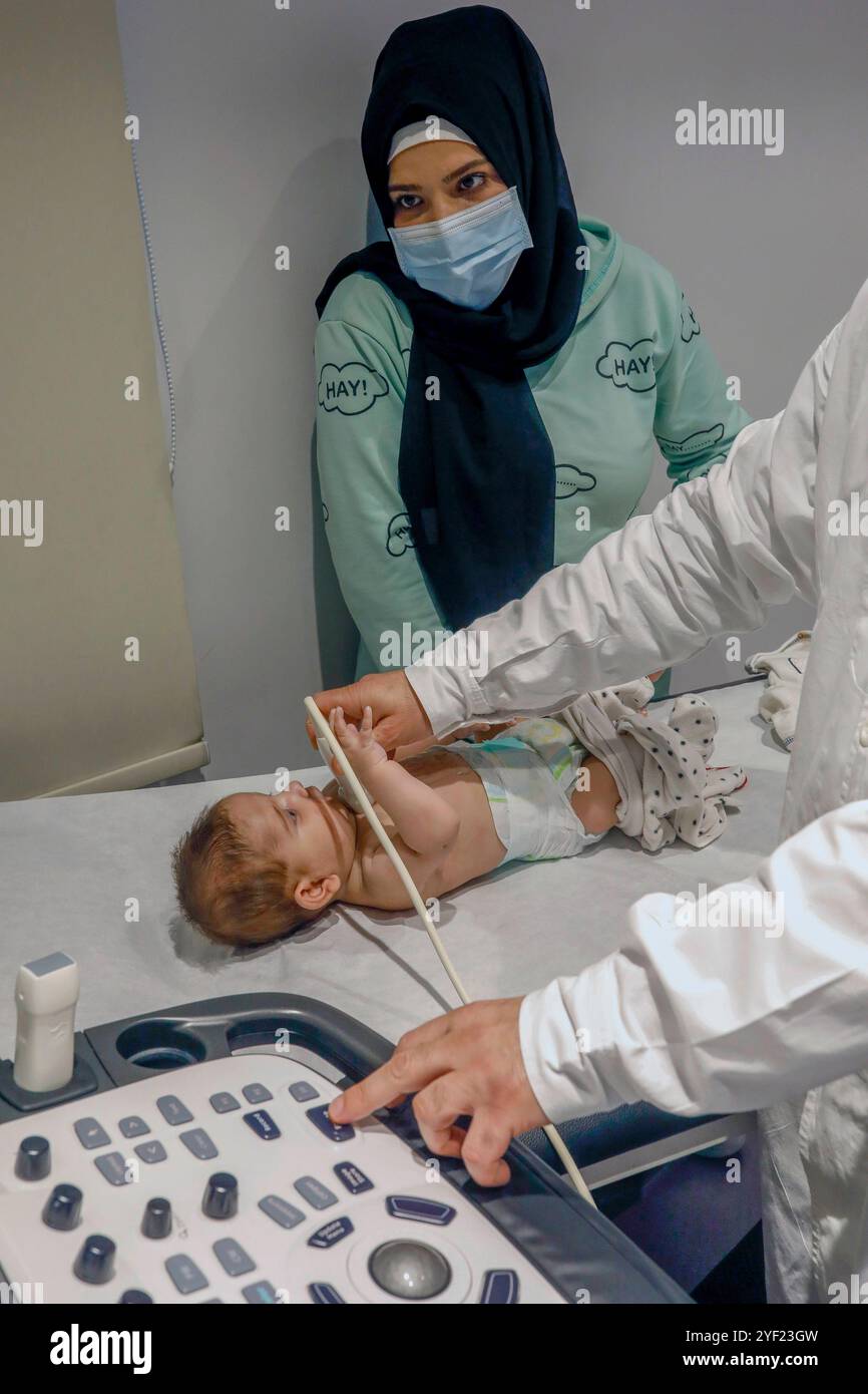 Child with heart disease scanned at Hotel Dieu de France hospital in ...