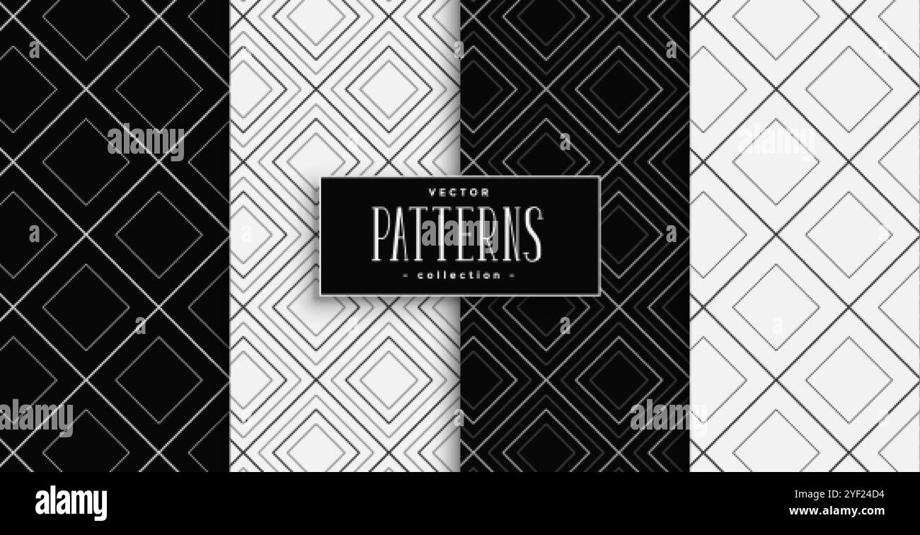black and white diamond shapes pattern set Stock Vector Image & Art - Alamy
