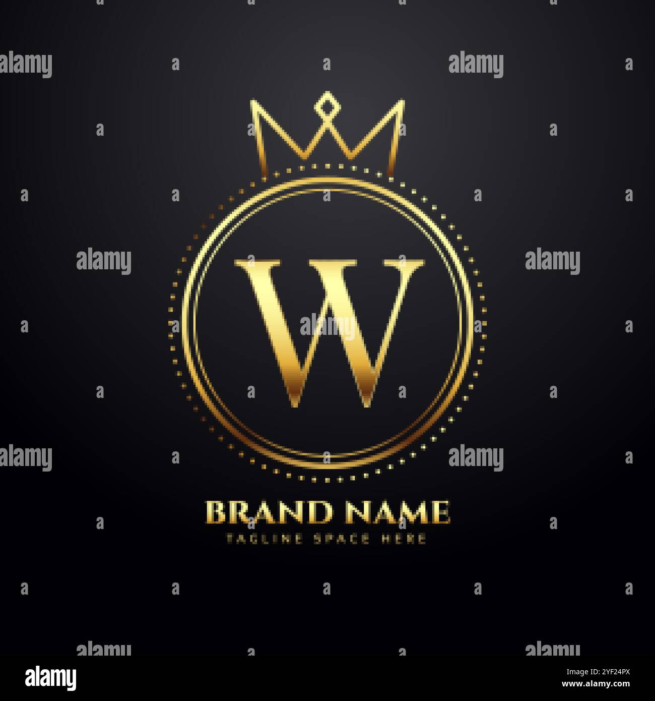 Golden w initial logo hi-res stock photography and images - Alamy