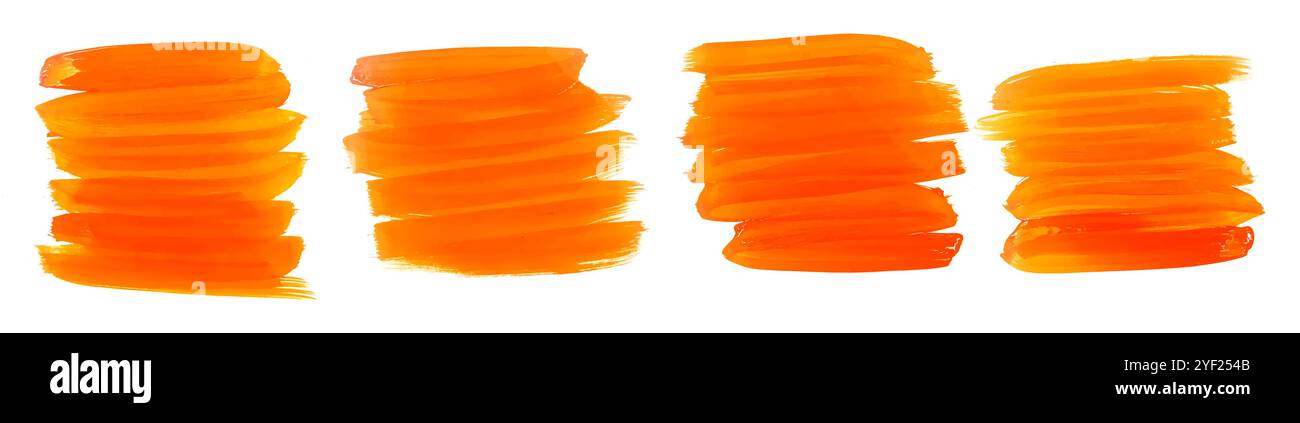 orange watercolor paint brush strokes set of four Stock Vector Image ...