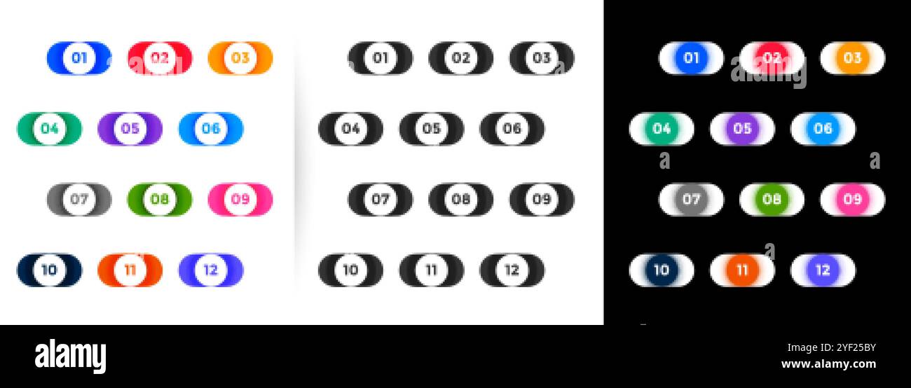 rounded style numbered bullet points from one to twelve Stock Vector ...