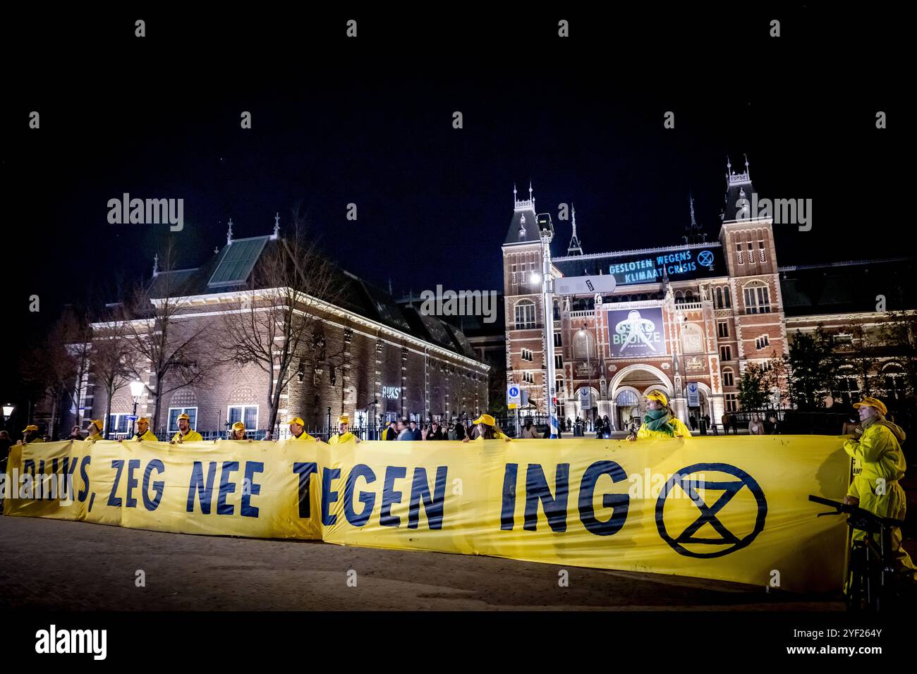 AMSTERDAM - Members of Extinction Rebellion at the Rijksmuseum. After ...