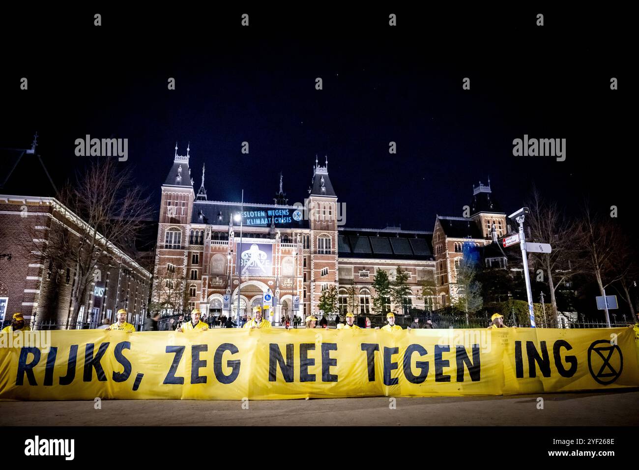 AMSTERDAM - Members of Extinction Rebellion at the Rijksmuseum. After ...