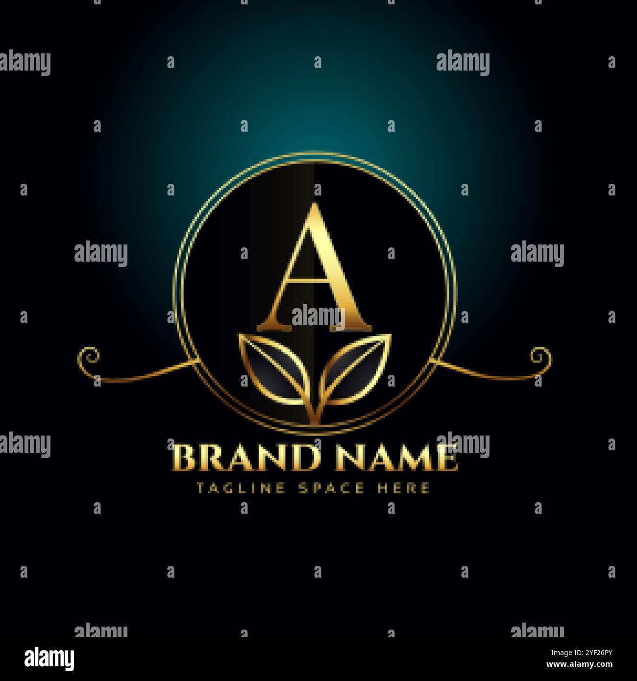 letter A luxury logo concept with golden leaves Stock Vector Image ...